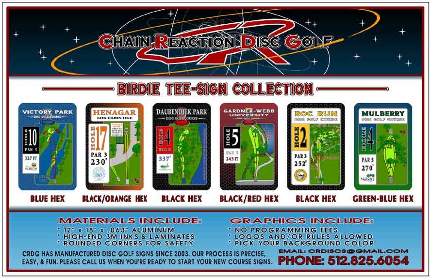 CR Disc Golf Tee Signs | Chain Reaction Disc Golf